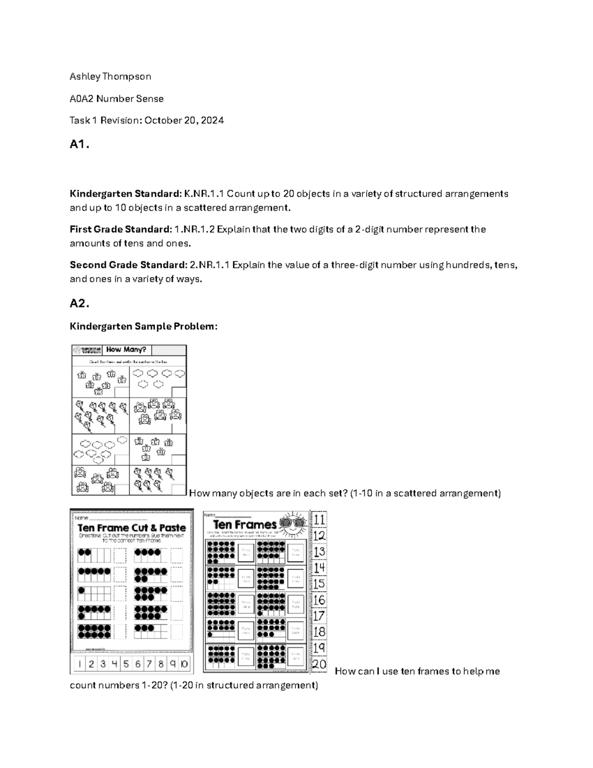 AOA2 Task 1 Revision - Ashley Thompson A0A2 Number Sense Task 1 ...
