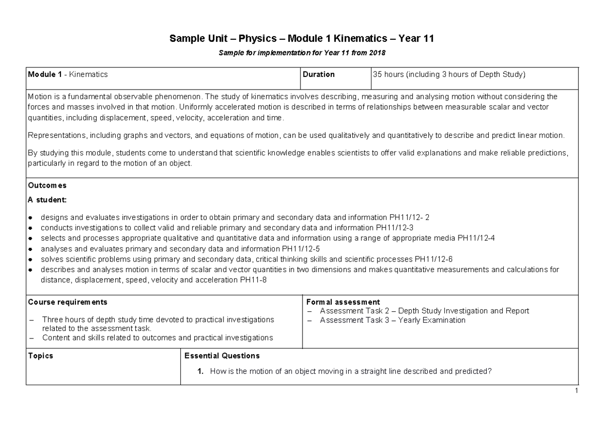 Physics-stage-6-year-11-sample-unit-module-1-kinematics - Sample Unit ...