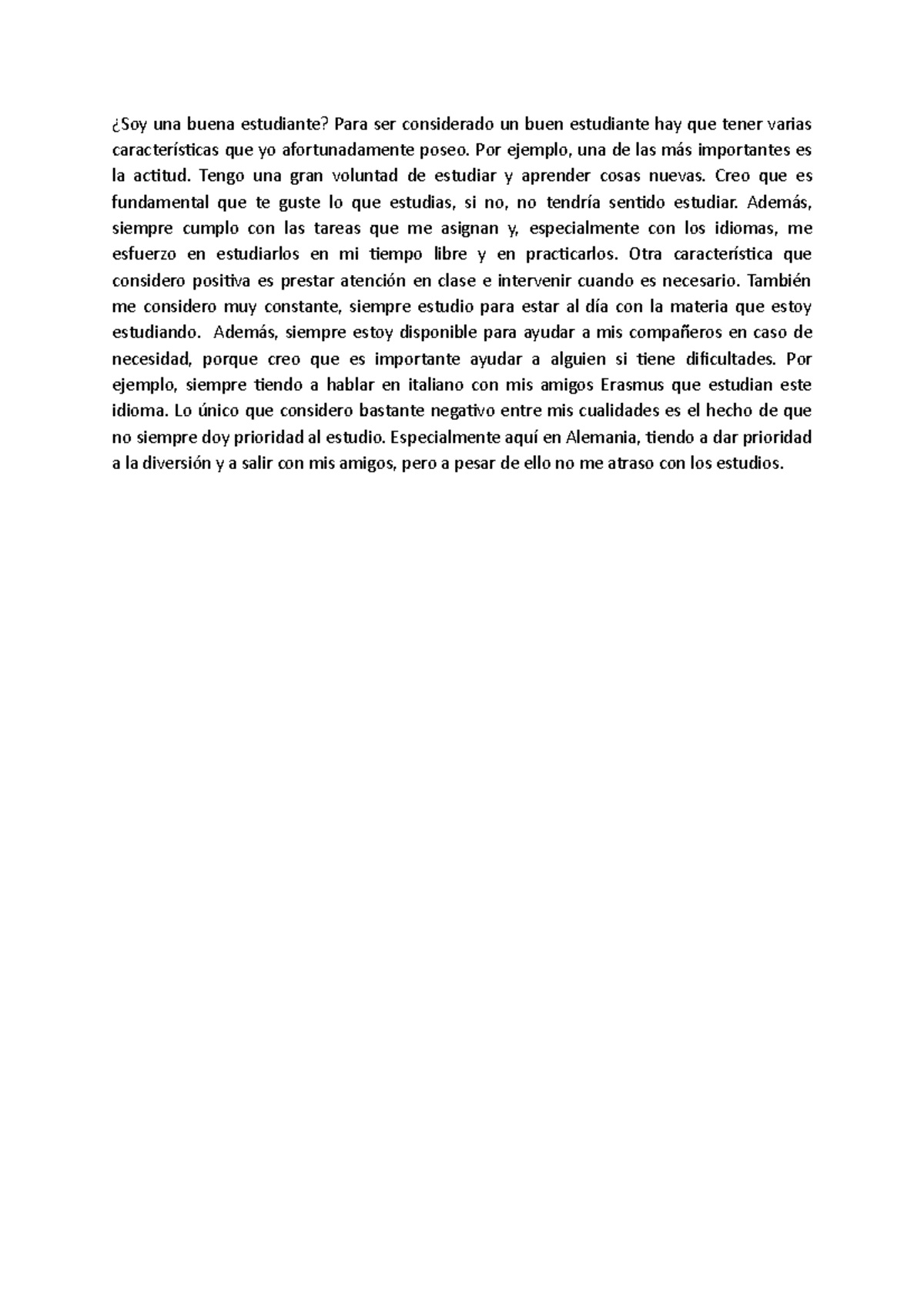 Texto sobre un bueno estudiante - ¿Soy una buena estudiante? Para ser ...