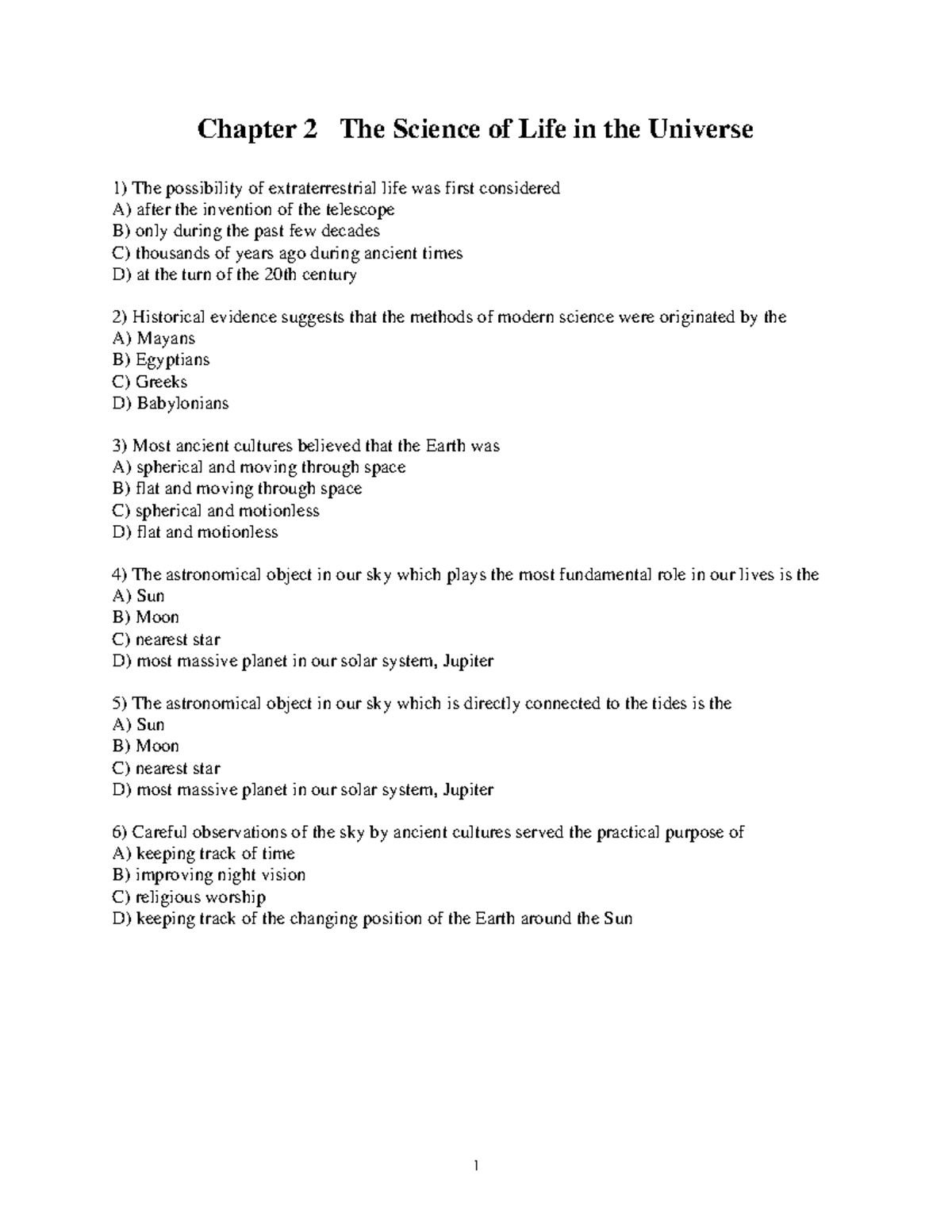 Chapter 02 - Useful for exams - Chapter 2 The Science of Life in the ...