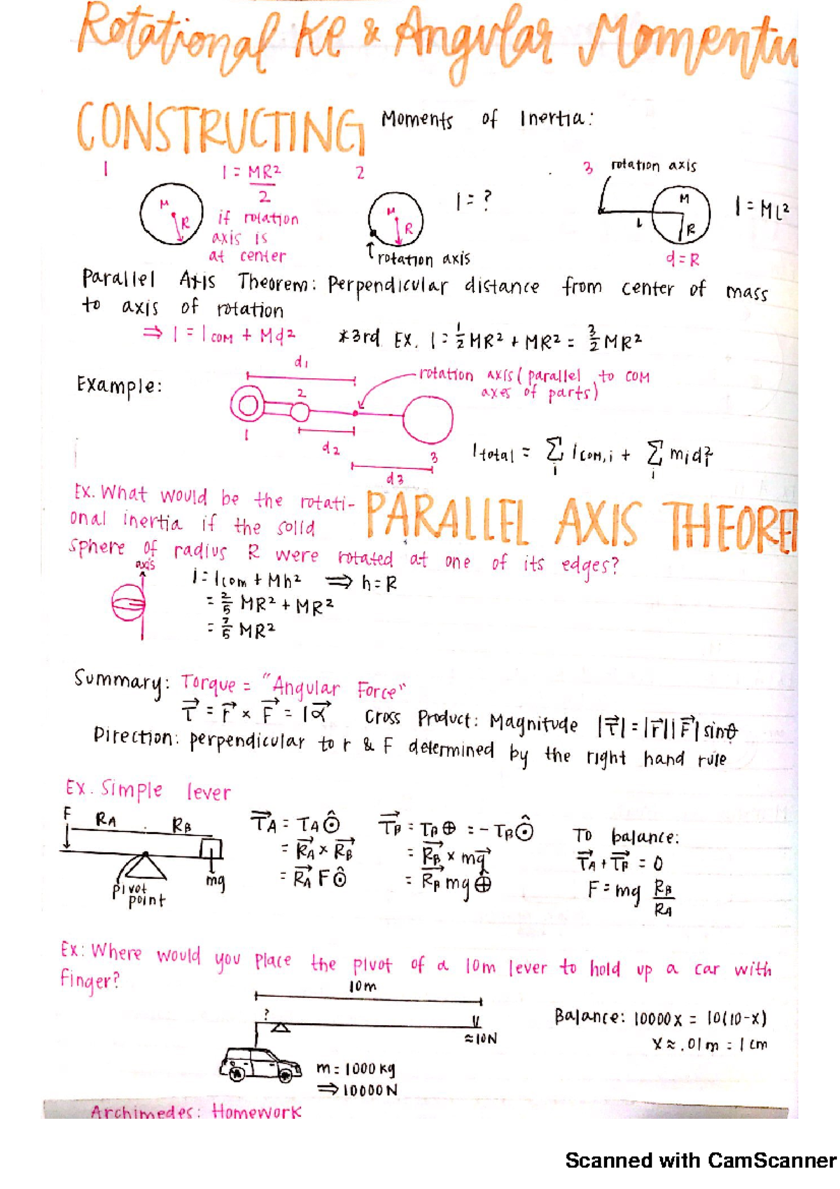 Moment of Inertia - PHYS 2A - Scanned with CamScanner Scanned with CamScanner - Studocu