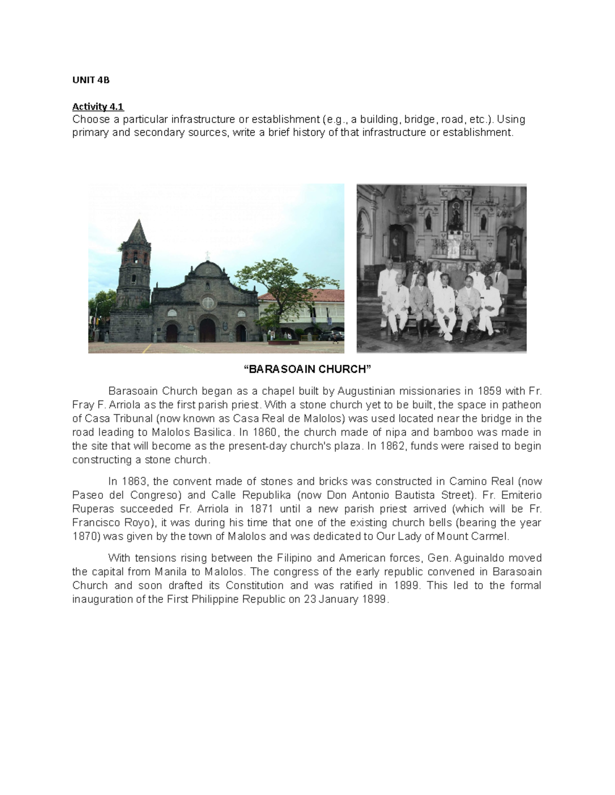 Unit 4B - Unit 4B Tasks - UNIT 4B Activity 4. Choose a particular ...