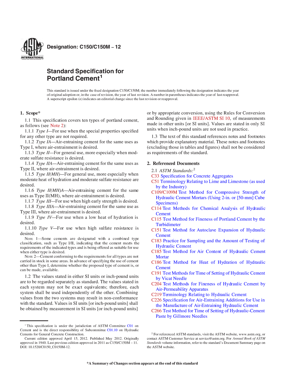 ASTM C150-12 - Designation: C150/C150MDesignation: C150/C150M −− 1212 ...