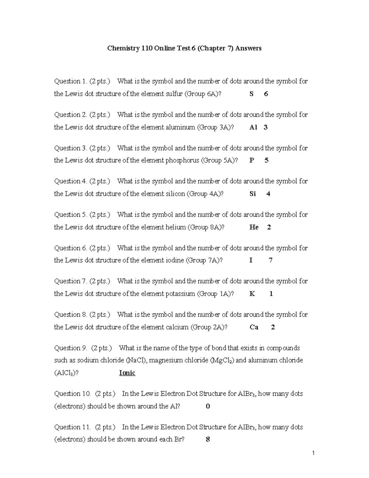 CHM 110 Test 6 (Chapter 7) Answers and Solutions 7.29.42 AM - Chemistry ...