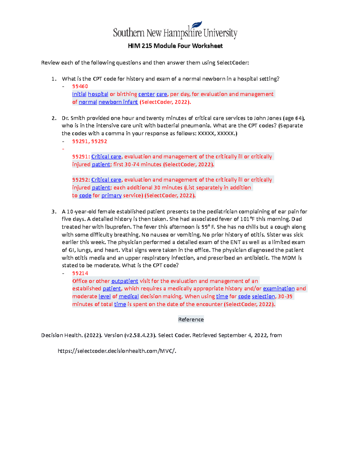 Him215 module four worksheet - HIM 215 Module Four Worksheet Review ...