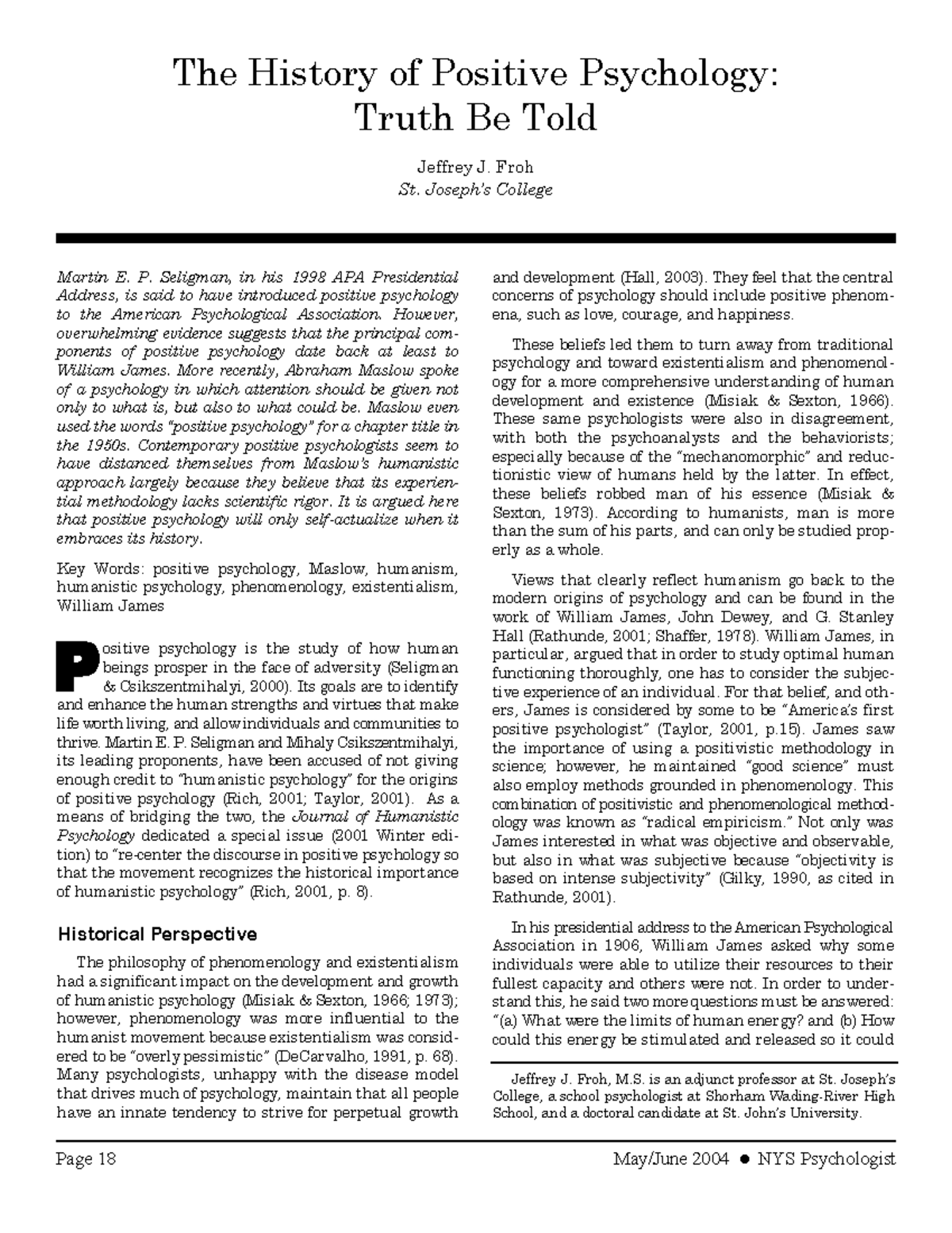 History of Positive Psychology - The History of Positive Psychology ...