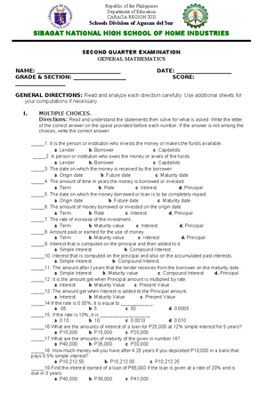 Gen Math 1st Quarter Exam with Answer Key - Republic of the Philippines ...