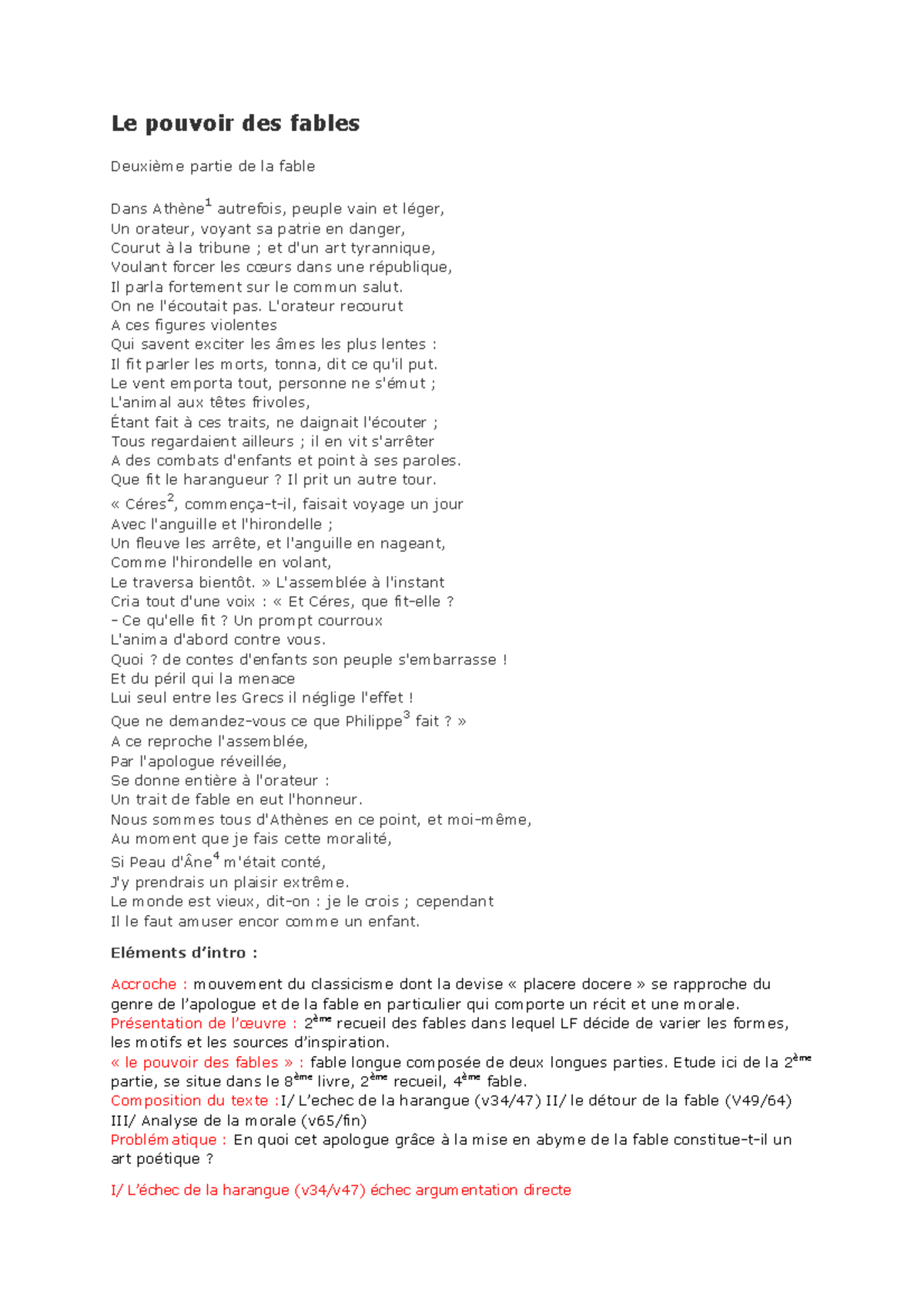 Analyse Le pouvoir des fables ; Jean de la Fontaine - Le pouvoir des ...