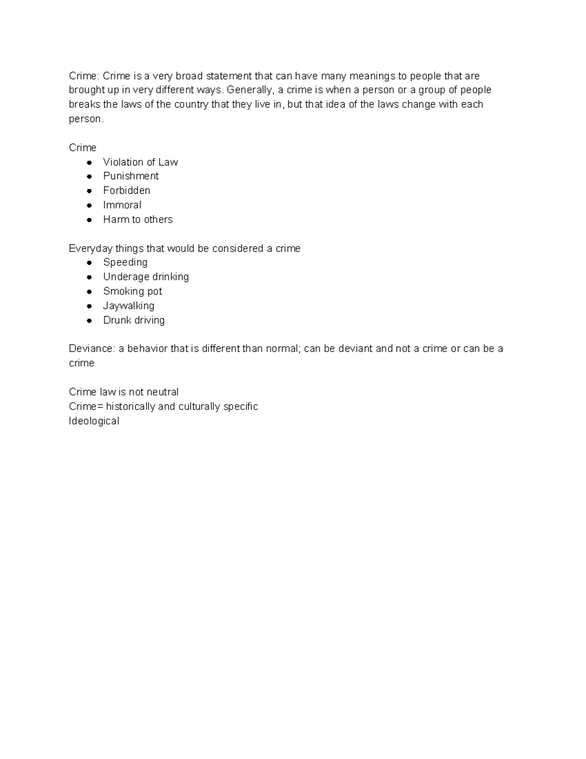 8 27- What is Crime - Lecture notes 1 - Crime: Crime is a very broad ...