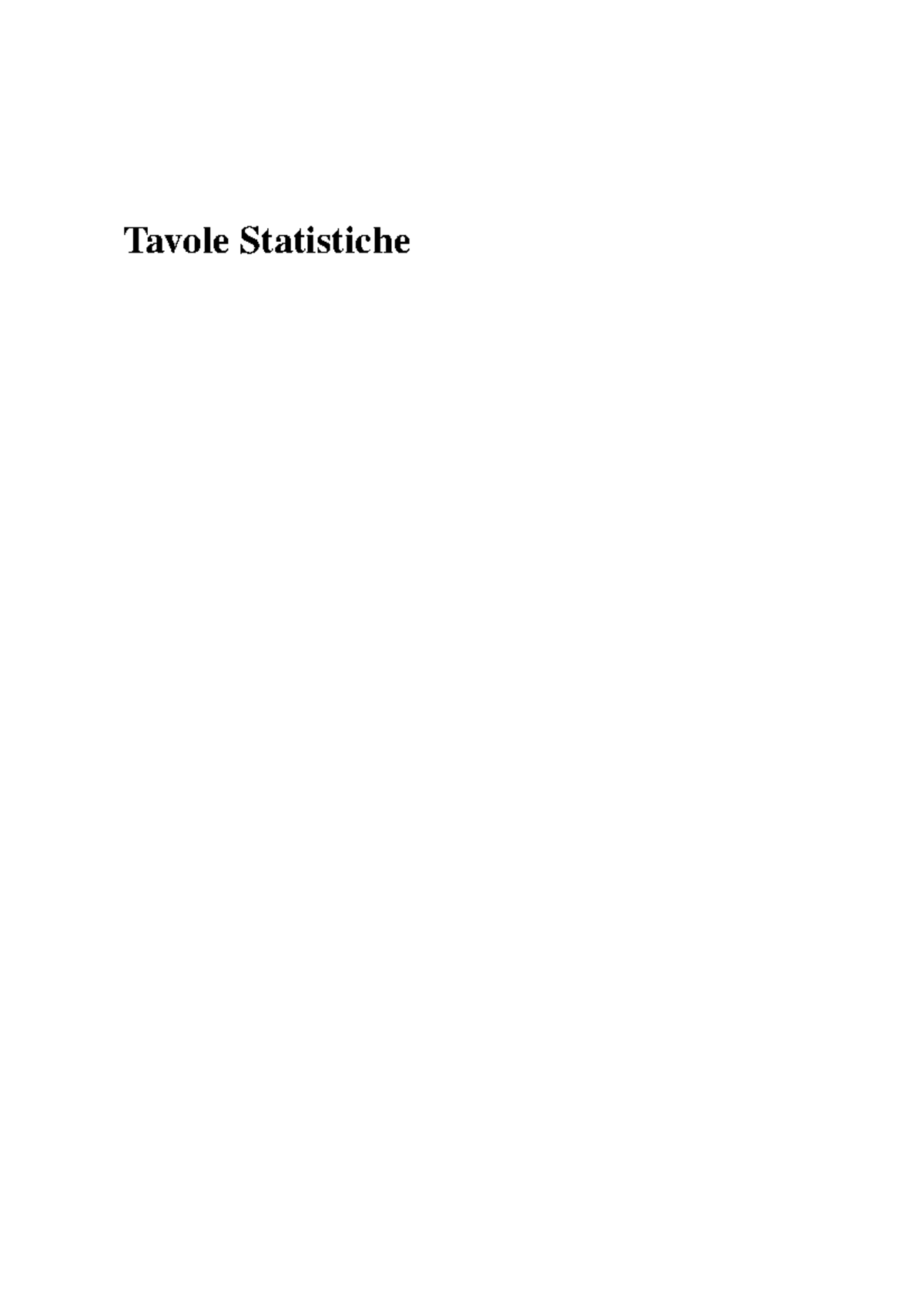 Tavole Statistiche - Tavole Statistiche Valori della distribuzione ...