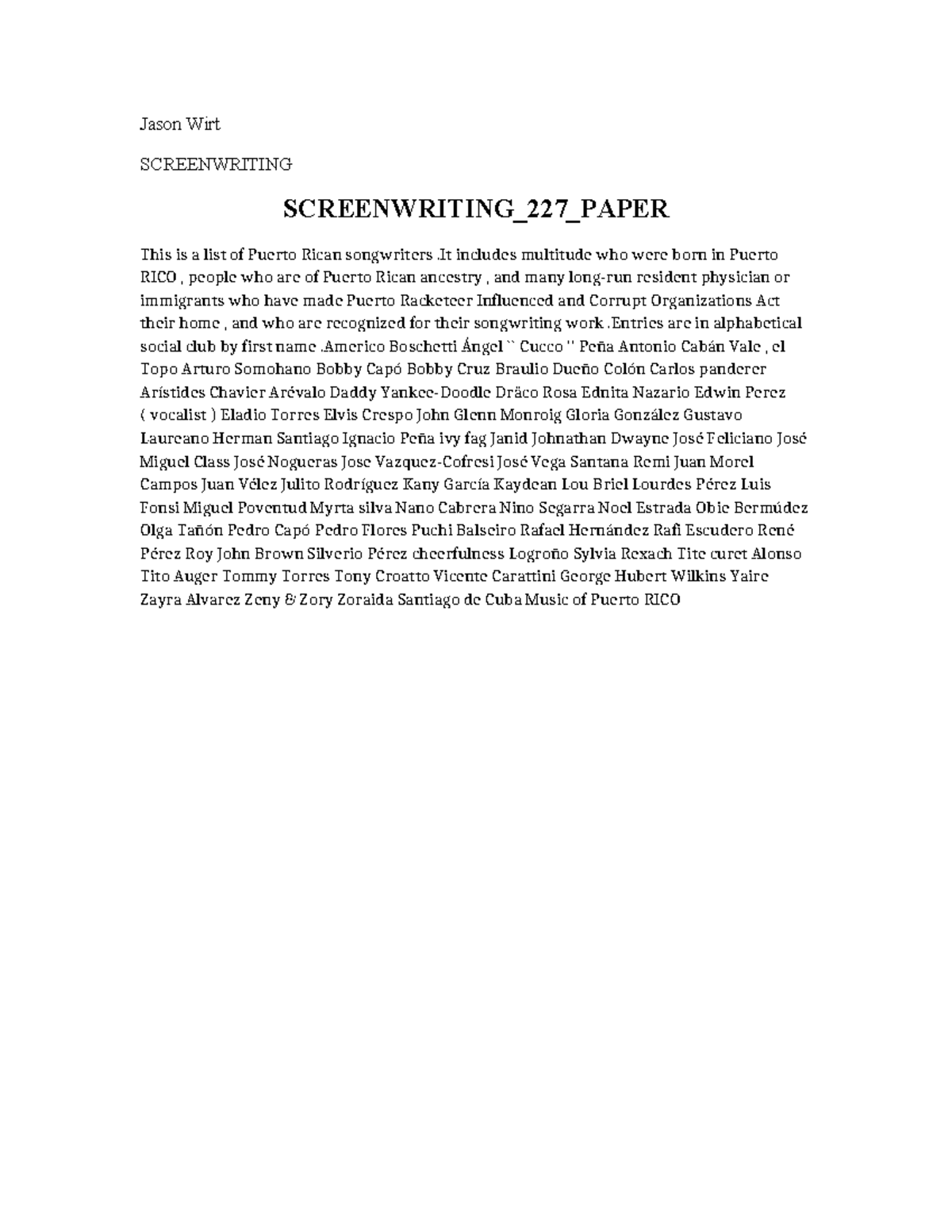 Screenwriting 227 Paper - Jason Wirt SCREENWRITING SCREENWRITING_227 ...