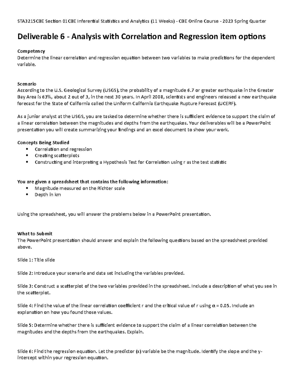 Deliverable 6 - CORRELATION COEFFICIENT - Probability and Statistics - Studocu
