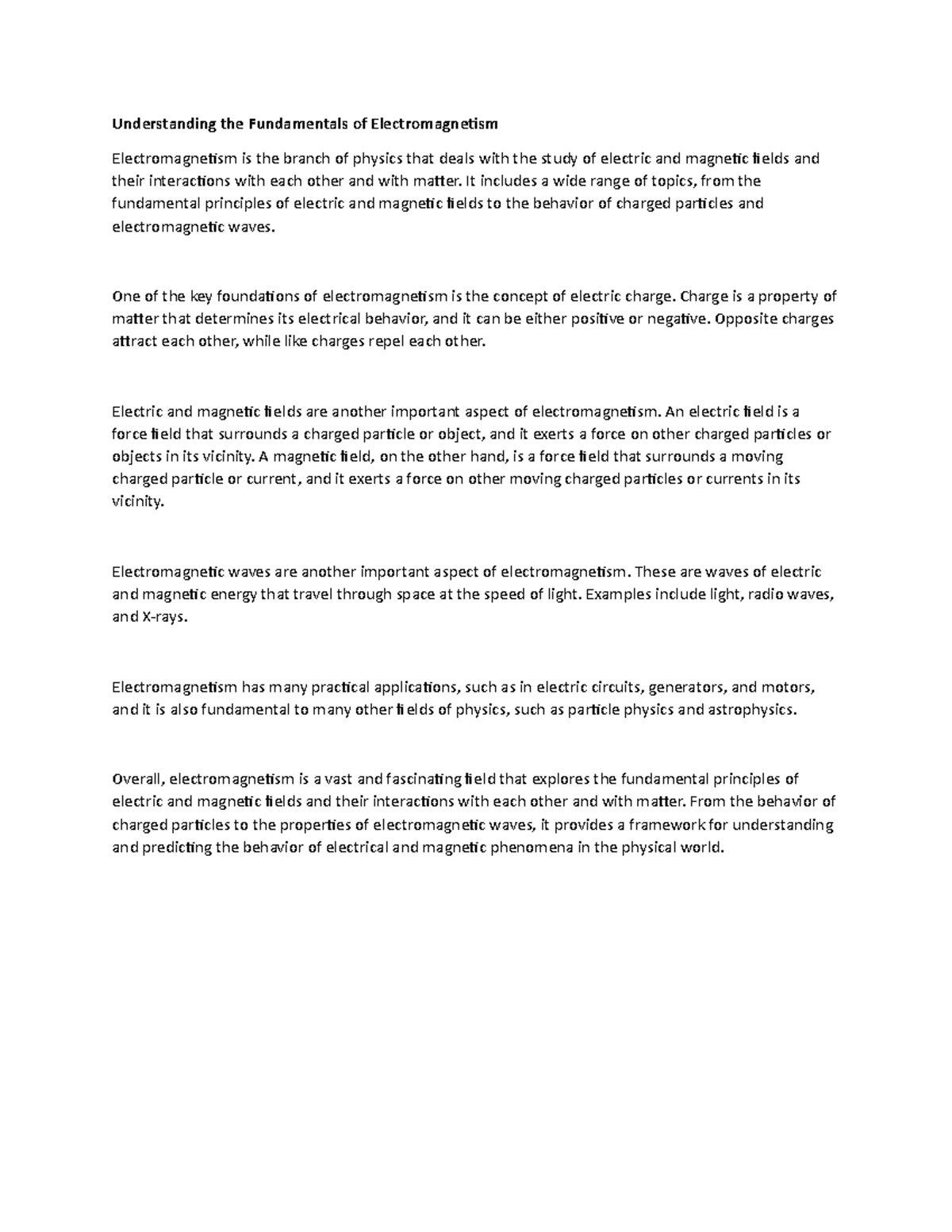 Understanding the Fundamentals of Electromagnetism - Understanding the ...