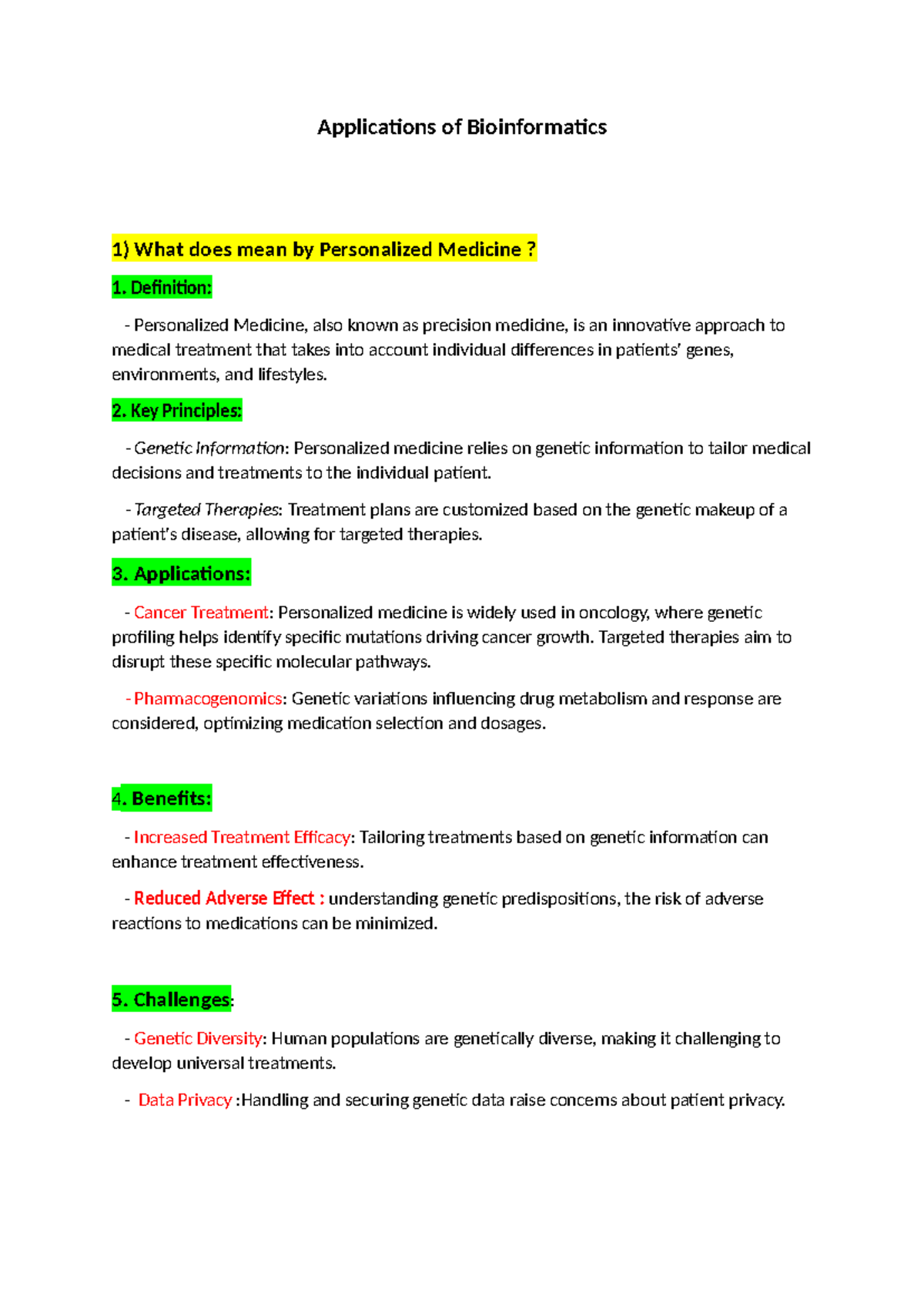 Applications of bioinformatics - Key Principles: Genetic Information ...