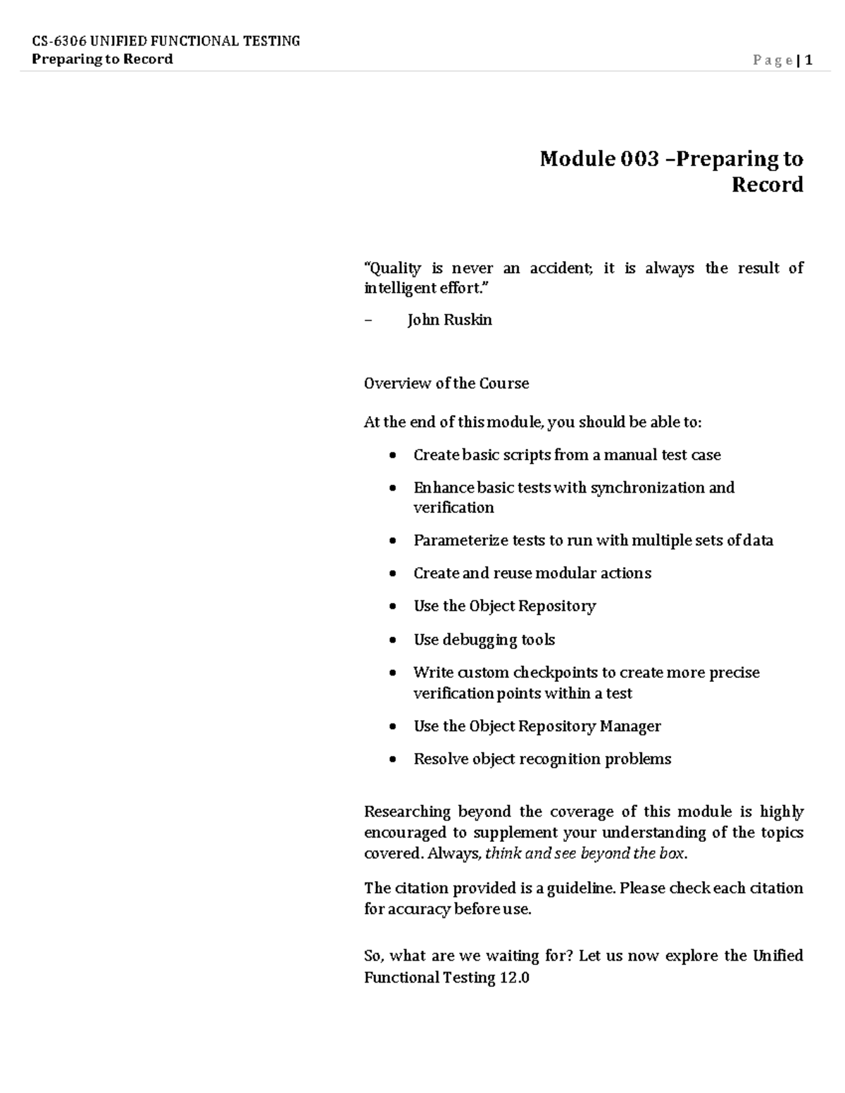 WEEK 3 Module 1 - Load Testing Week 1-9 - Preparing to Record P a g e ...