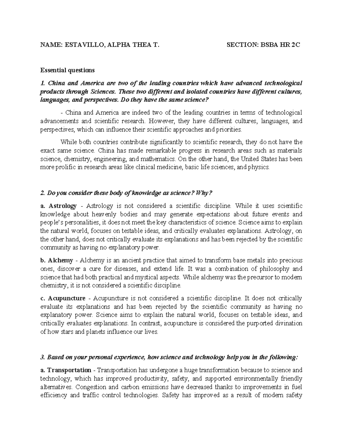 Module 1 - Science & Technology - NAME: ESTAVILLO, ALPHA THEA T ...
