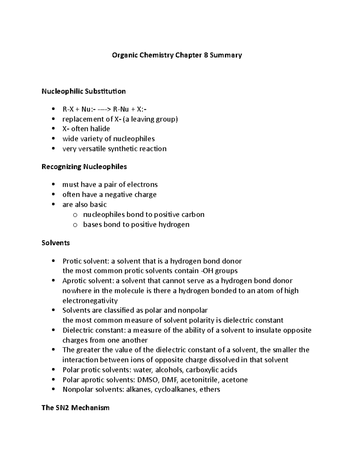 Organic Chemistry Chapter 8 Summary - Organic Chemistry Chapter 8 ...