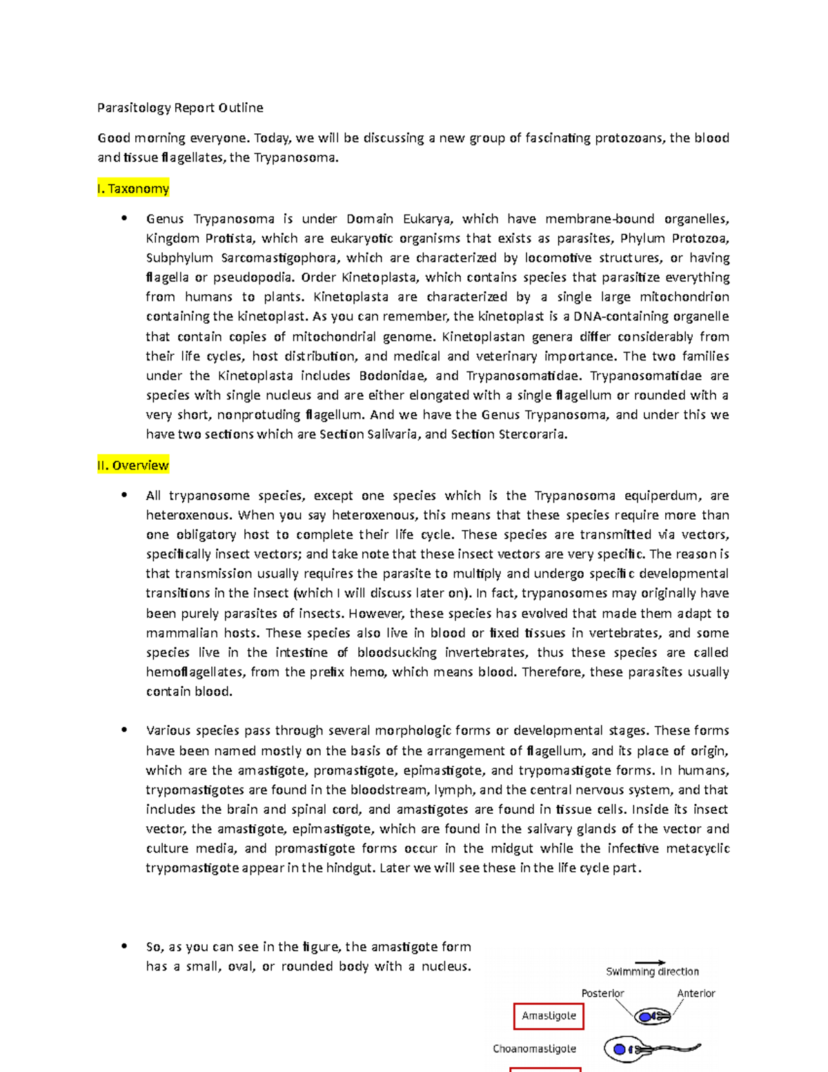 Parasitology Report Outline Final - Parasitology Report Outline Good ...