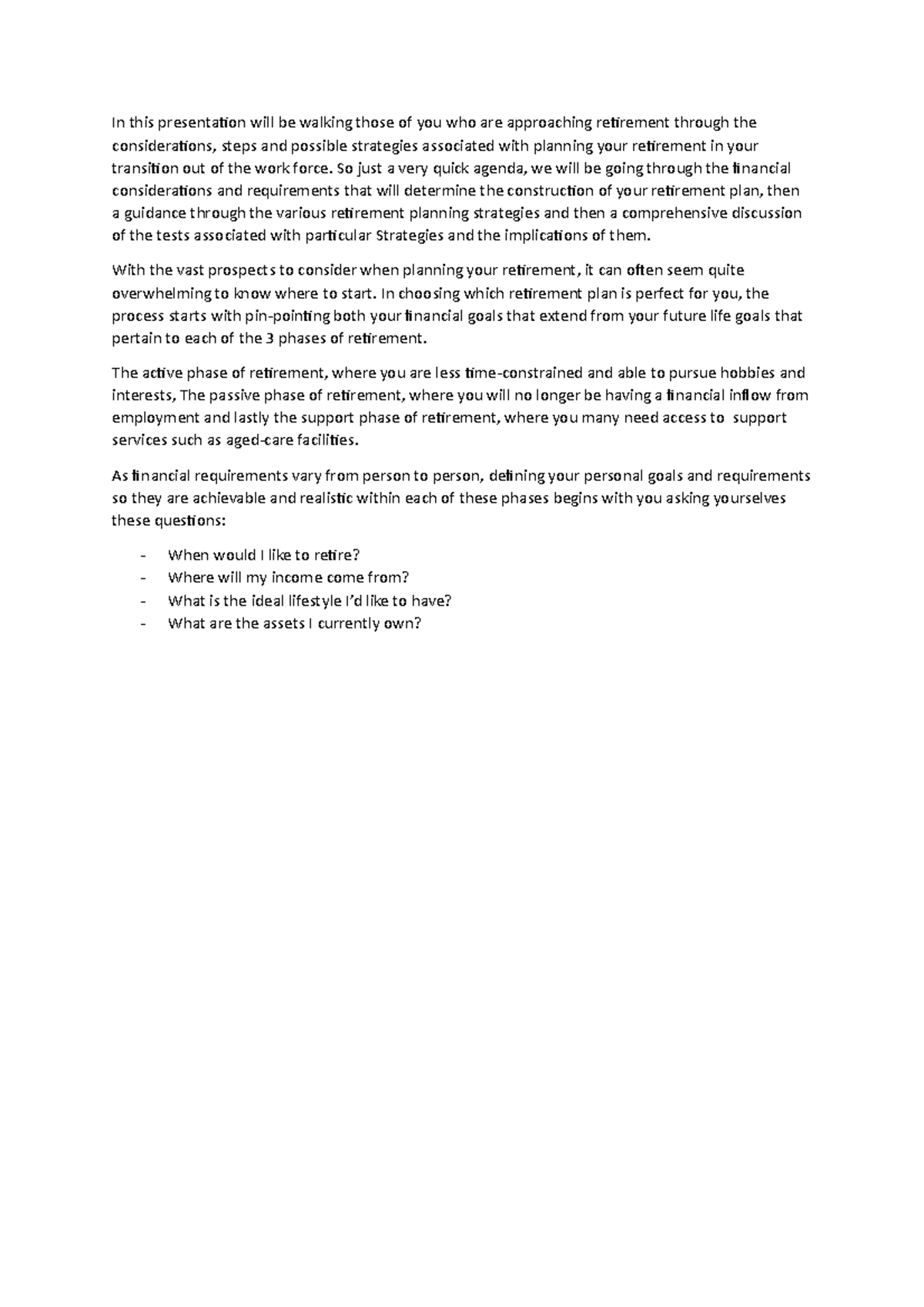 Speech script for weekly presentation - In this presentation will be ...