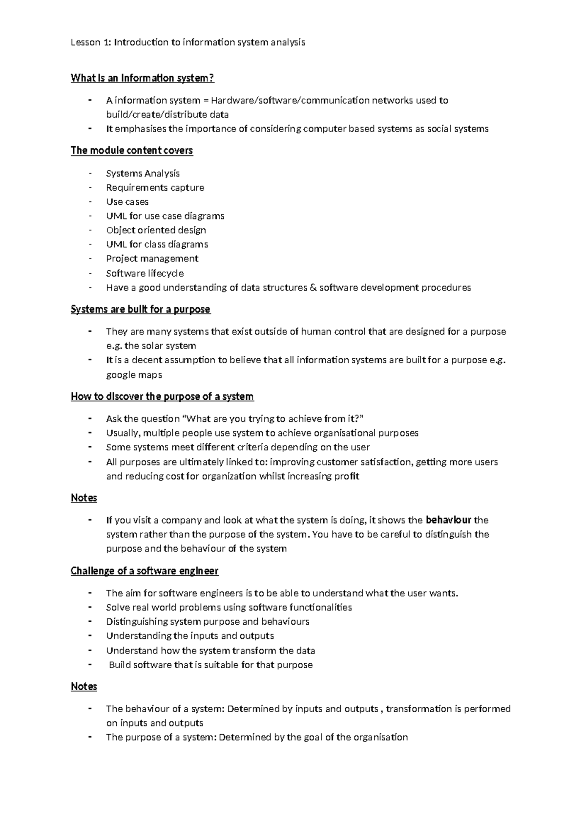 Lesson 1: Introduction to Information System Analysis - Key Concepts - Lesson 1: Introduction to ...