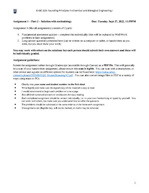 CHBE 220_ Midterm #1 Topics - CHBE 220: Introduction to Chemical ...