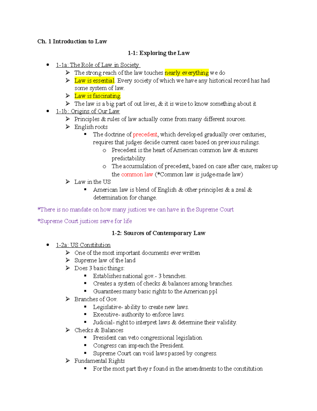BLAW Unit 1 Notes - Ch. 1 Introduction to Law 1-1: Exploring the Law 1 ...
