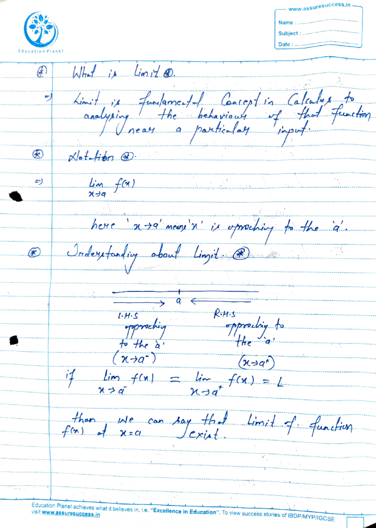 Limits and Derivatives- Math AI HL- IBDP-course math class notes ...