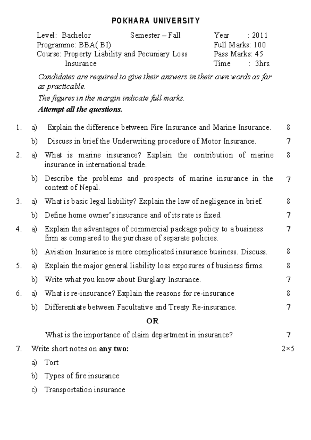 Property Liability and Pecuniary Loss - POKHARA UNIVERSITY Level ...