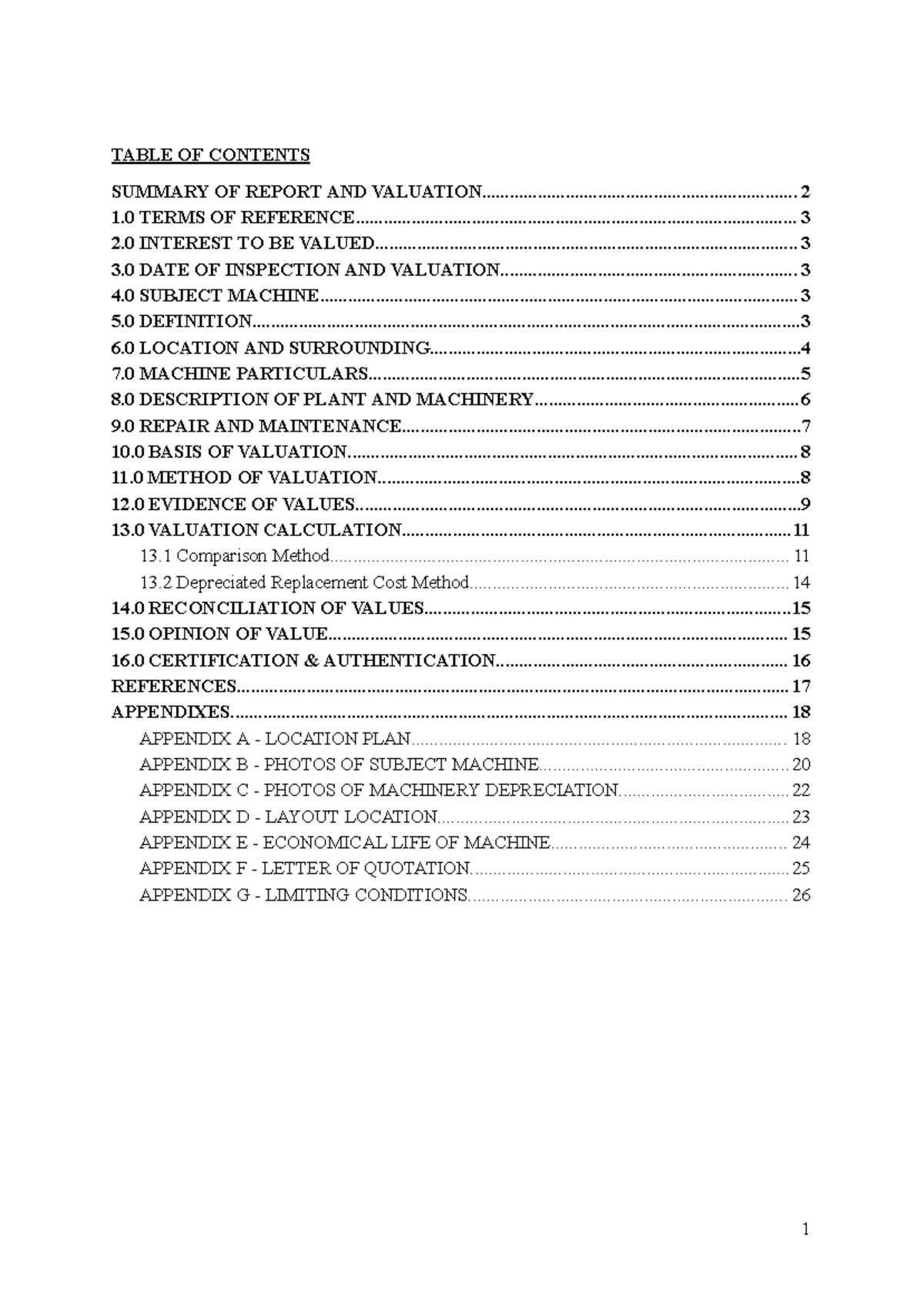 Sample Advance Valuation Assignment - TABLE OF CONTENTS SUMMARY OF ...