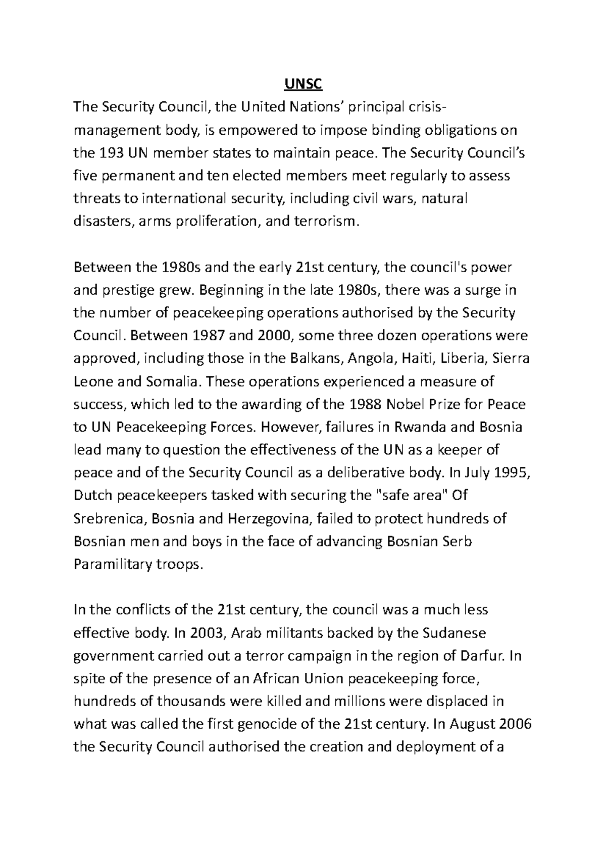 UNSC - UNSC - UNSC The Security Council, the United Nations’ principal ...