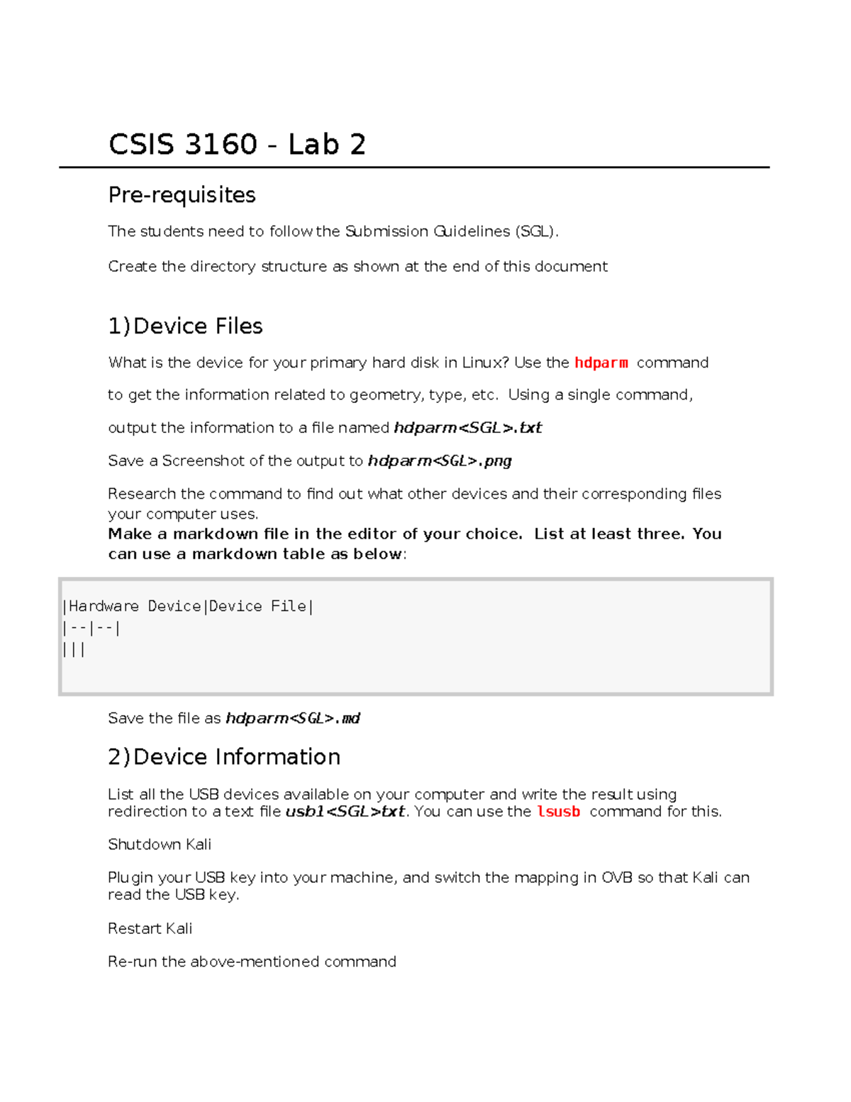 Lab N02 - CSIS 3160 - Lab 2 Pre-requisites The students need to follow ...