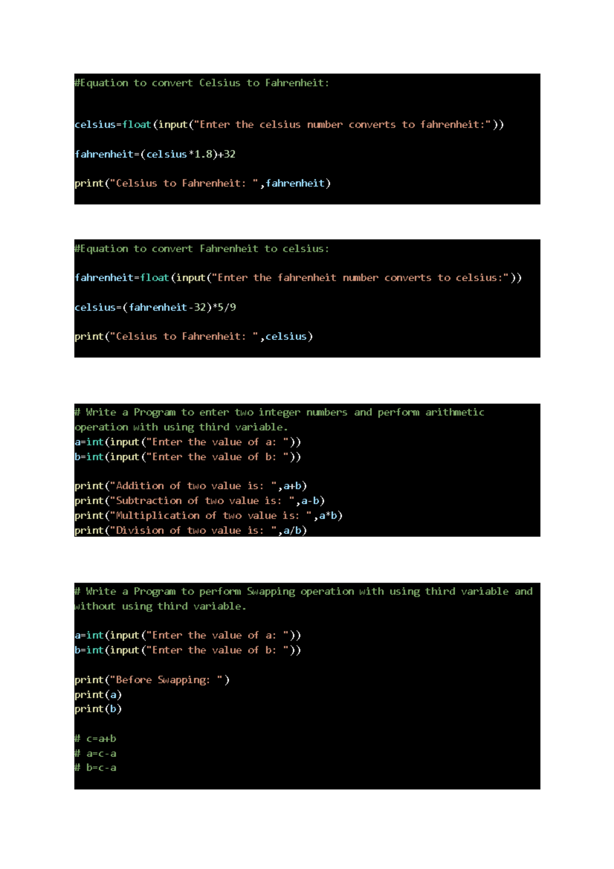 Python Practical 1 Equation To Convert Celsius To Fahrenheit Celsiusfloatinputenter The 4723