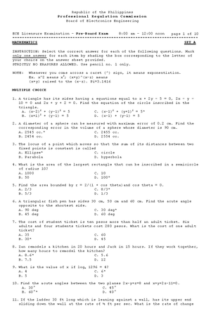 Problem Set 1 Surveying - Problem Sets Situation No. 1 Given the following data in measuring the ...