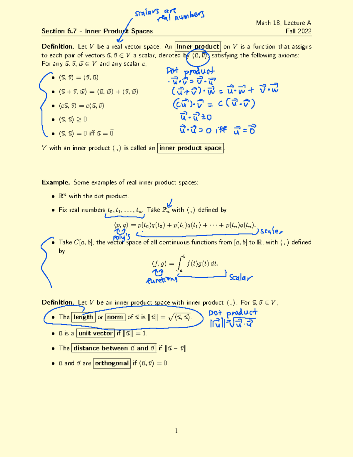 Section 6 - 6.7 - Section 6 - Inner Product Spaces Math 18, Lecture A ...