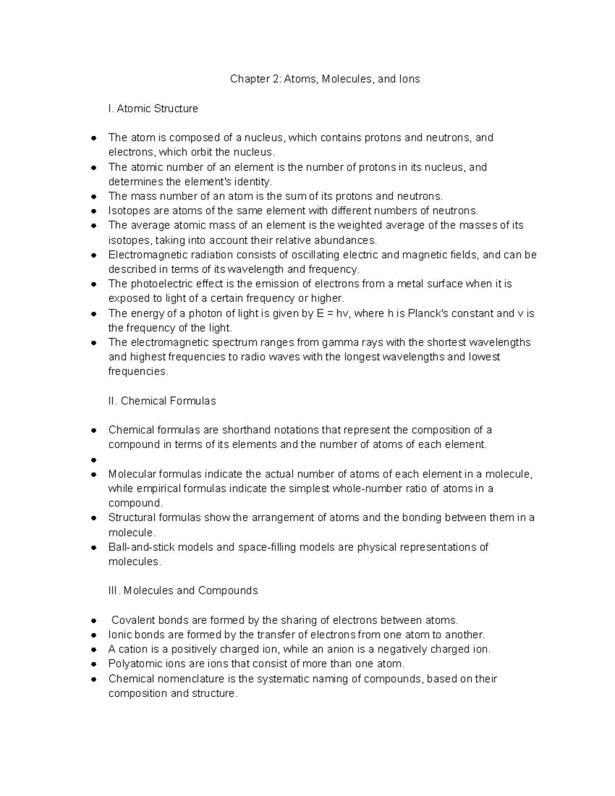 Chapter 2 Introduction to Chemistry Part 1 - Chapter 2: Atoms ...