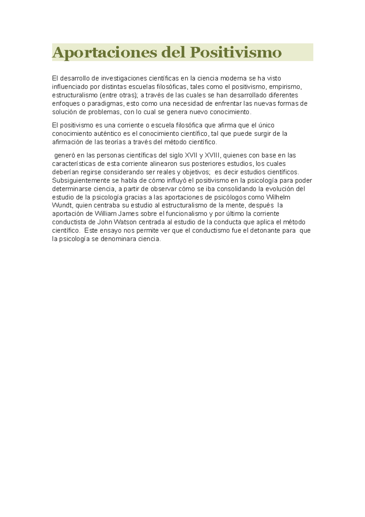 Aportaciones del Positivismo - El positivismo es una corriente o ...