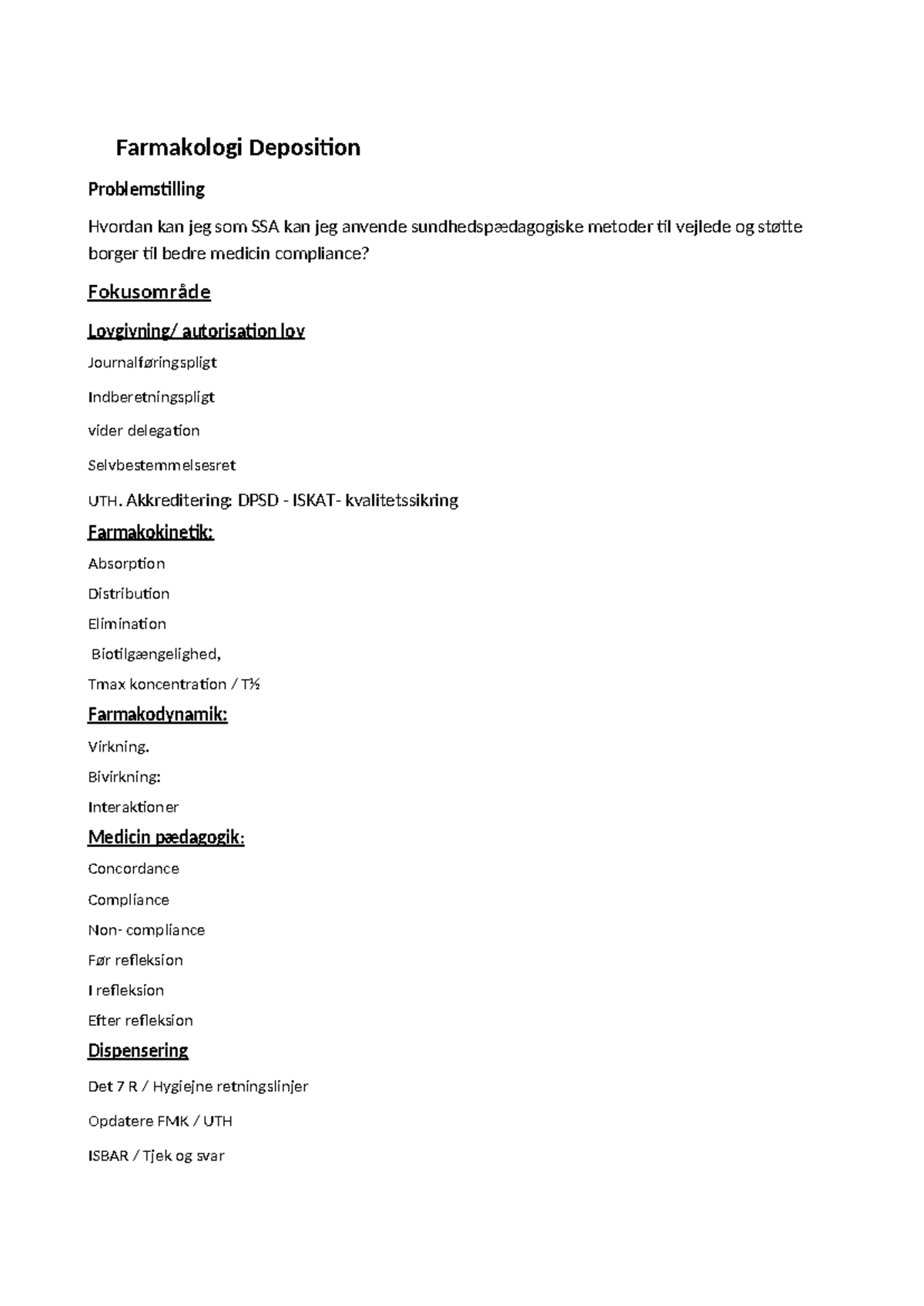 Farmakologi Deposition - Farmakologi Deposition Problemstilling Hvordan ...