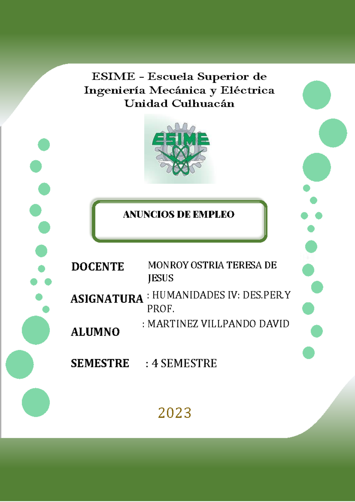 Anuncios - GHFHGF - DOCENTE ASIGNATURA A ALUMNO SEMESTRE MONROY OSTRIA ...