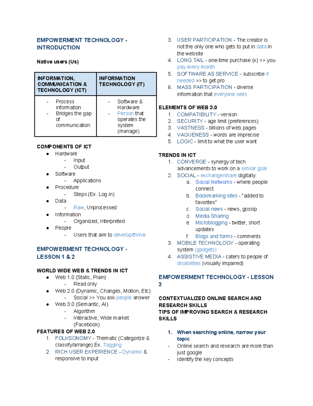 Empowerment Technology Notes - EMPOWERMENT TECHNOLOGY - INTRODUCTION ...