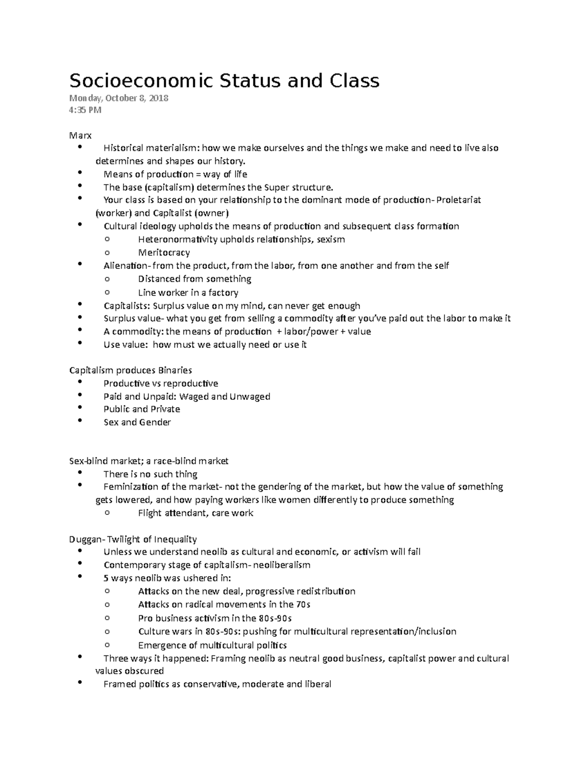 Socioeconomic Status and Class notes - Socioeconomic Status and Class ...