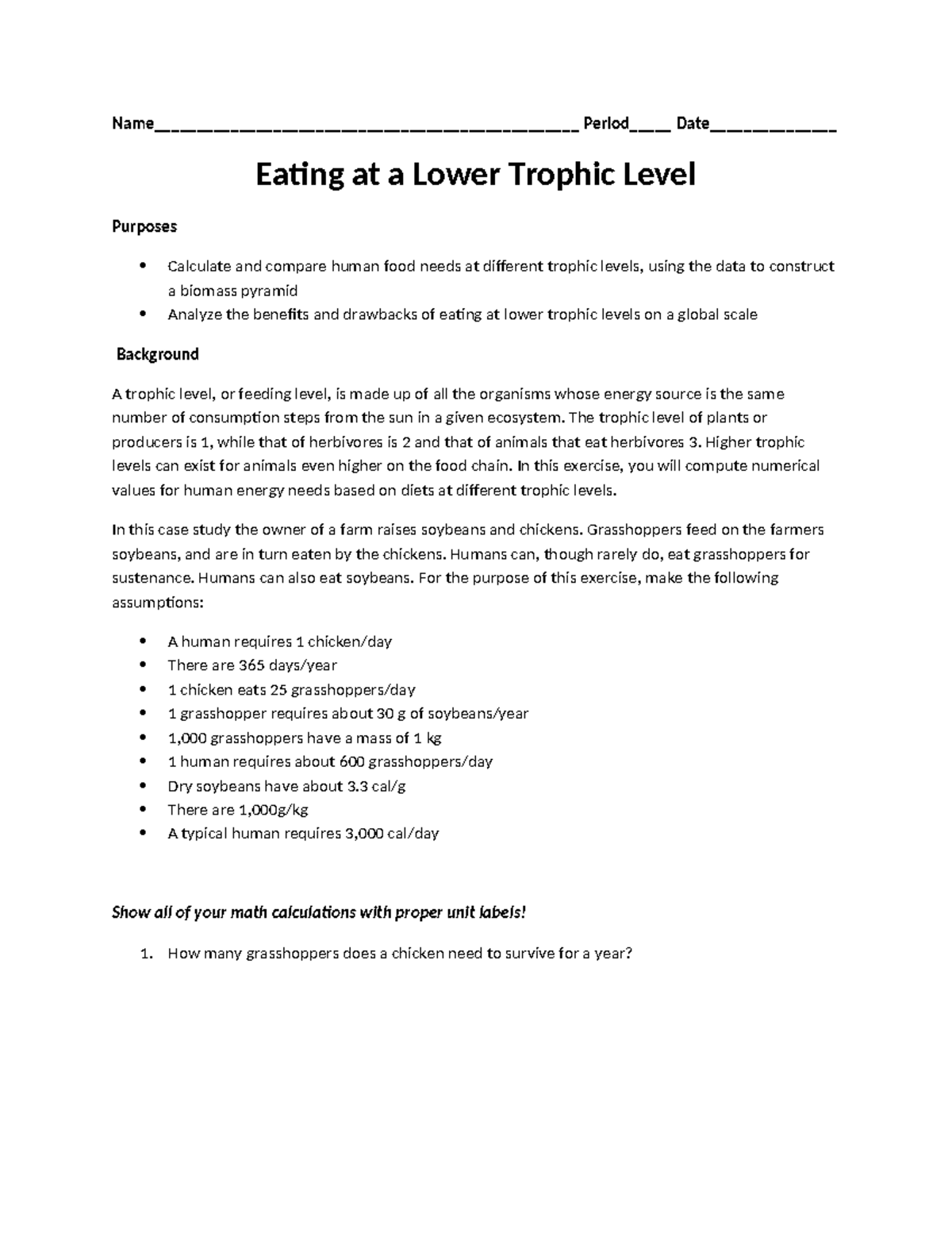 Eating at a lower trophic level - Name ...