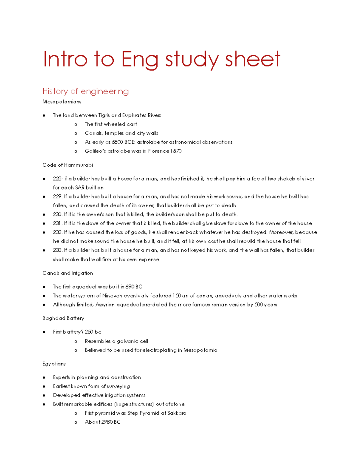 Copy of Intro-to-Eng-study-sheet - Intro to Eng study sheet History of ...