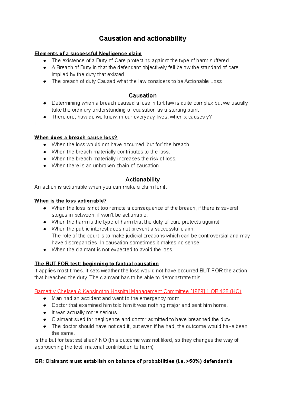 5. Causation and actionability - Causation and actionability Elements ...