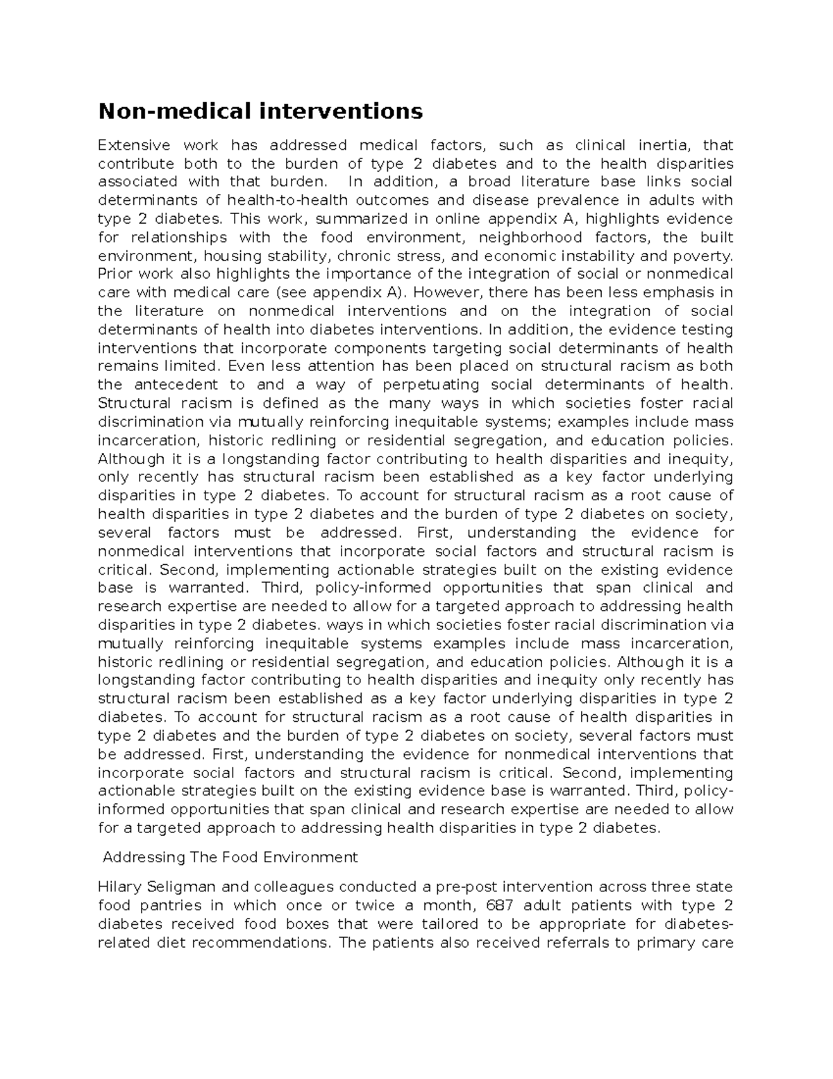 Alternative Practice - Non-medical interventions Extensive work has ...