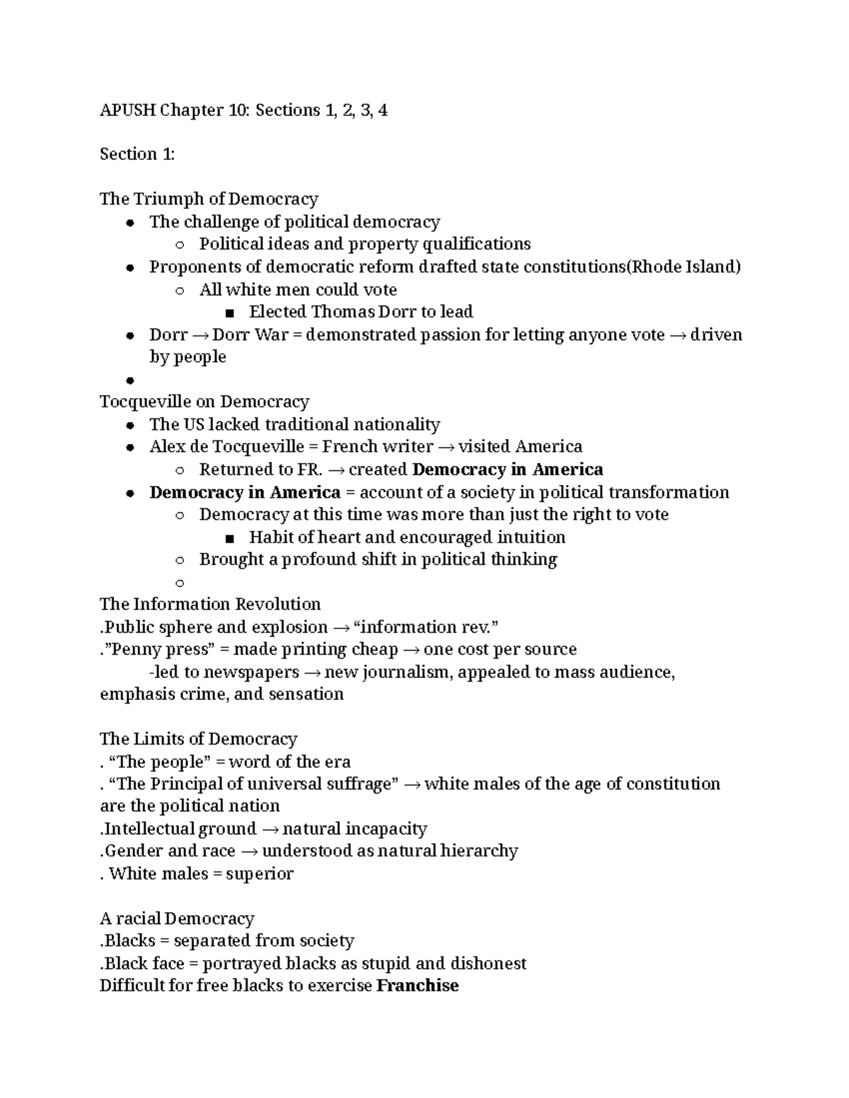 Copy of Apush Chapter 10 - APUSH Chapter 10: Sections 1, 2, 3, 4 ...