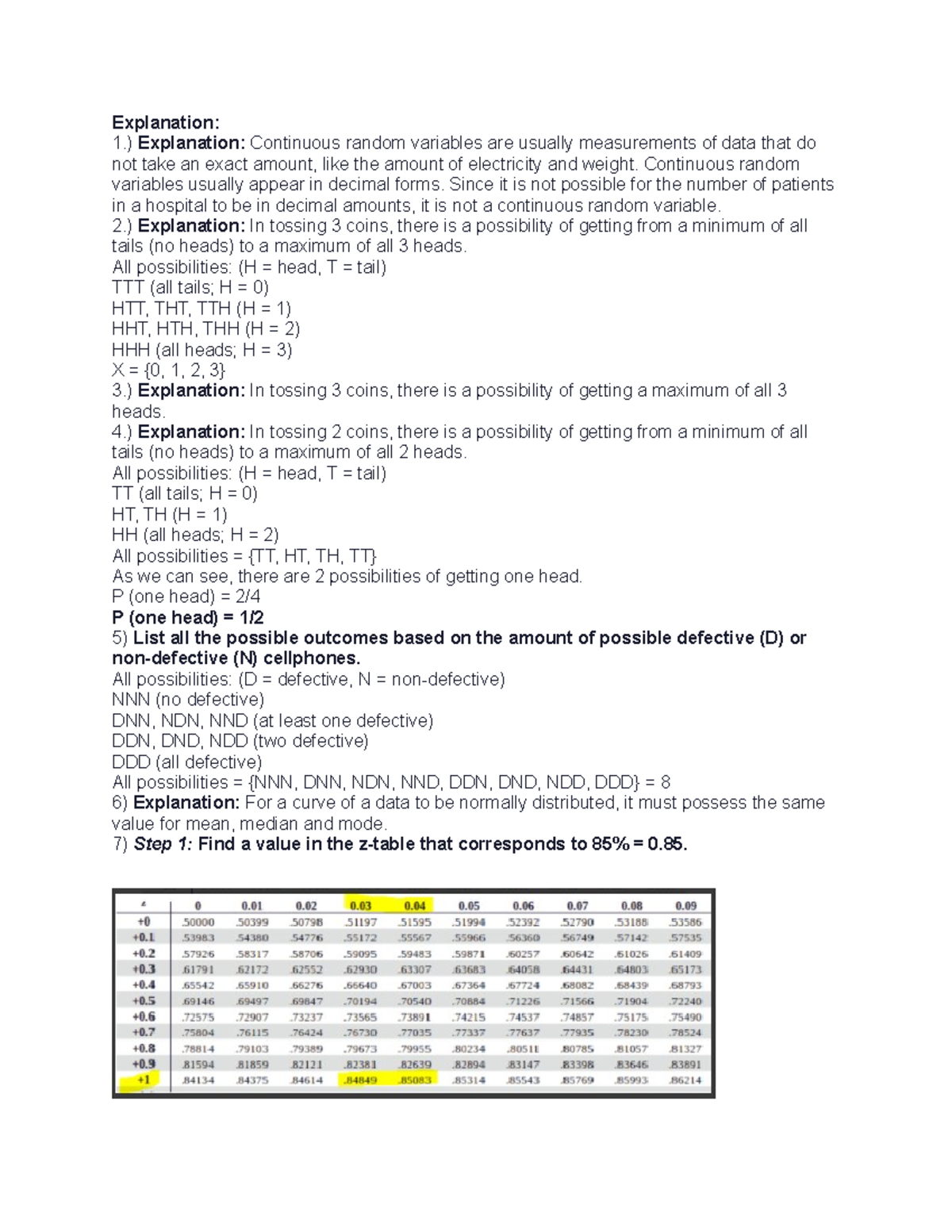 Statistics AND Probability PRE-TEST Solution - Explanation: 1 ...