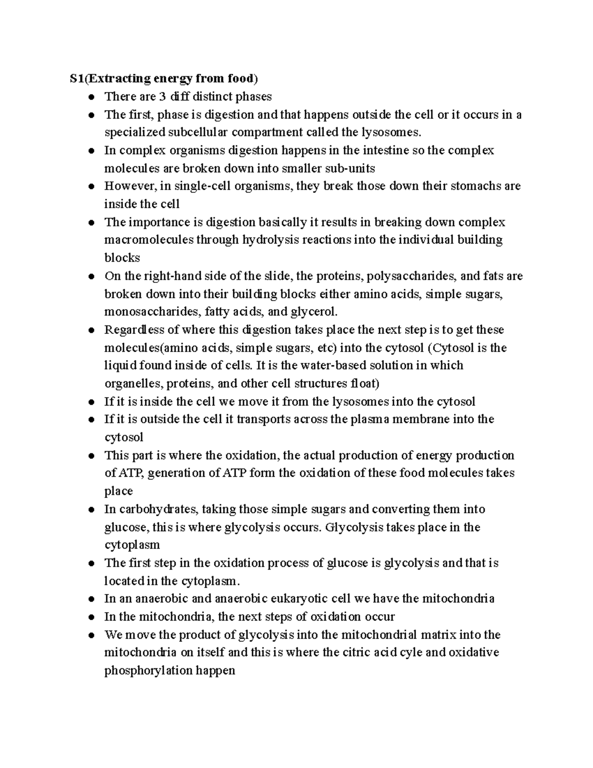 S1(Extracting energy from food) - S1(Extracting energy from food) There ...