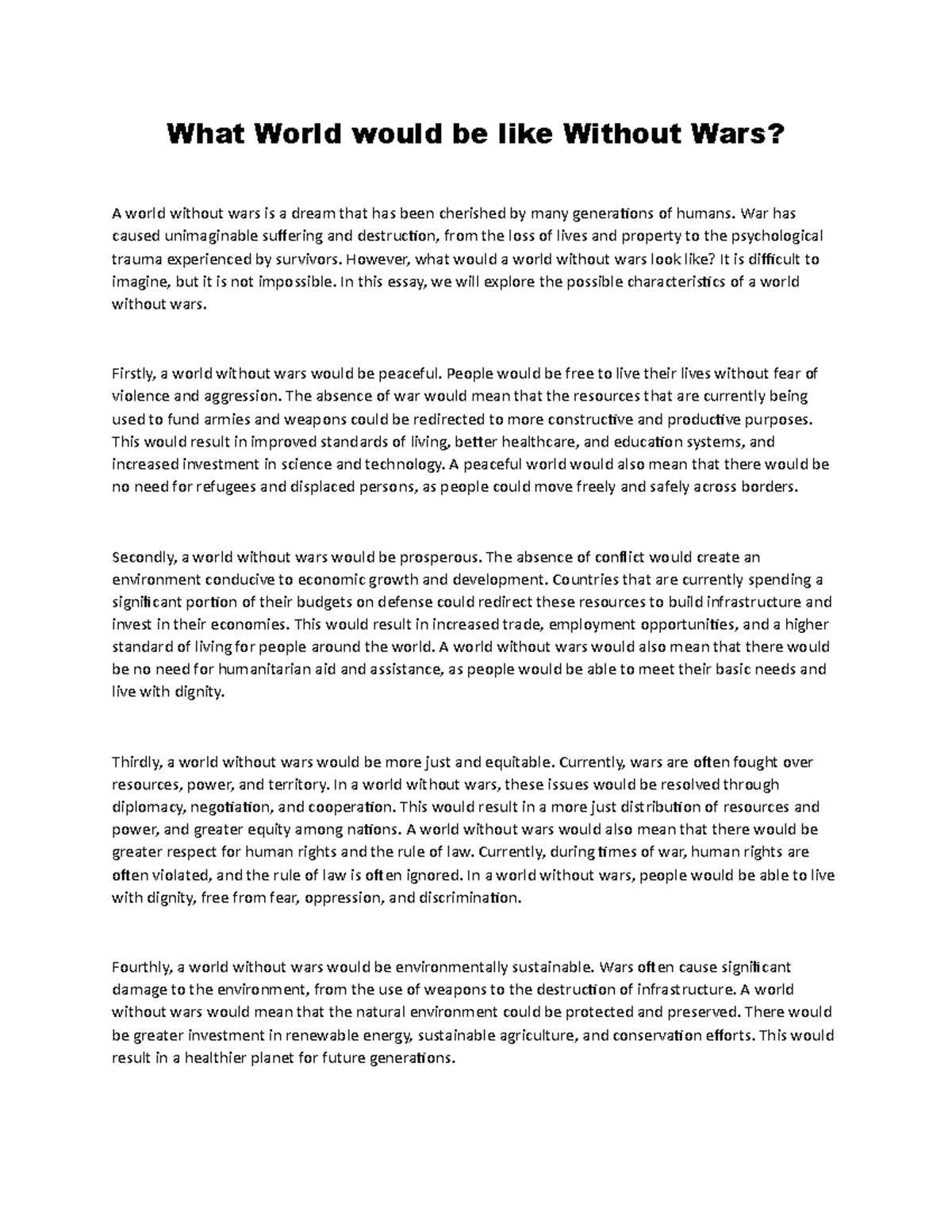 What world would be like without wars - What World would be like ...