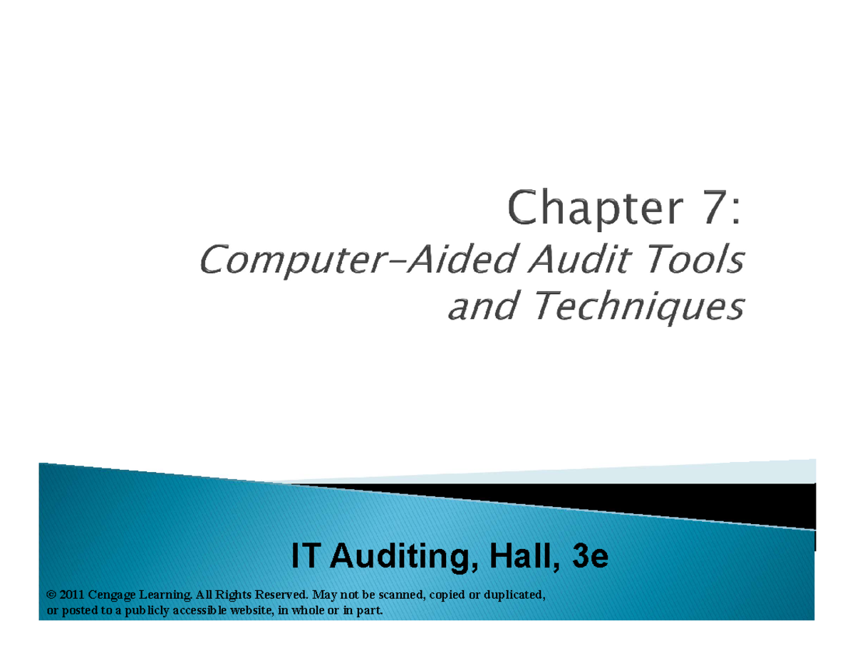 ACC412 F - Caatts (Chapter 7) - © 2011 Cengage Learning. All Rights Reserved. May not be scanned ...
