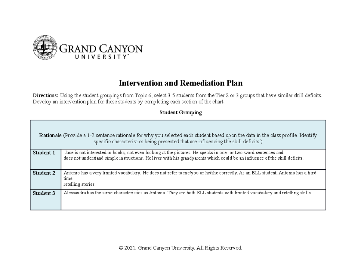 REA-350 RS T7 Interventionand Remediation Plan - Intervention and ...